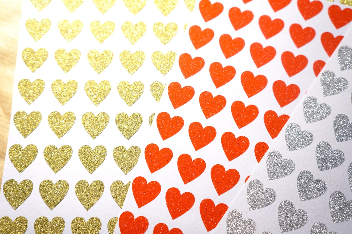 100 Gold Glitter Heart Stickers Gold Wedding Favor - Etsy