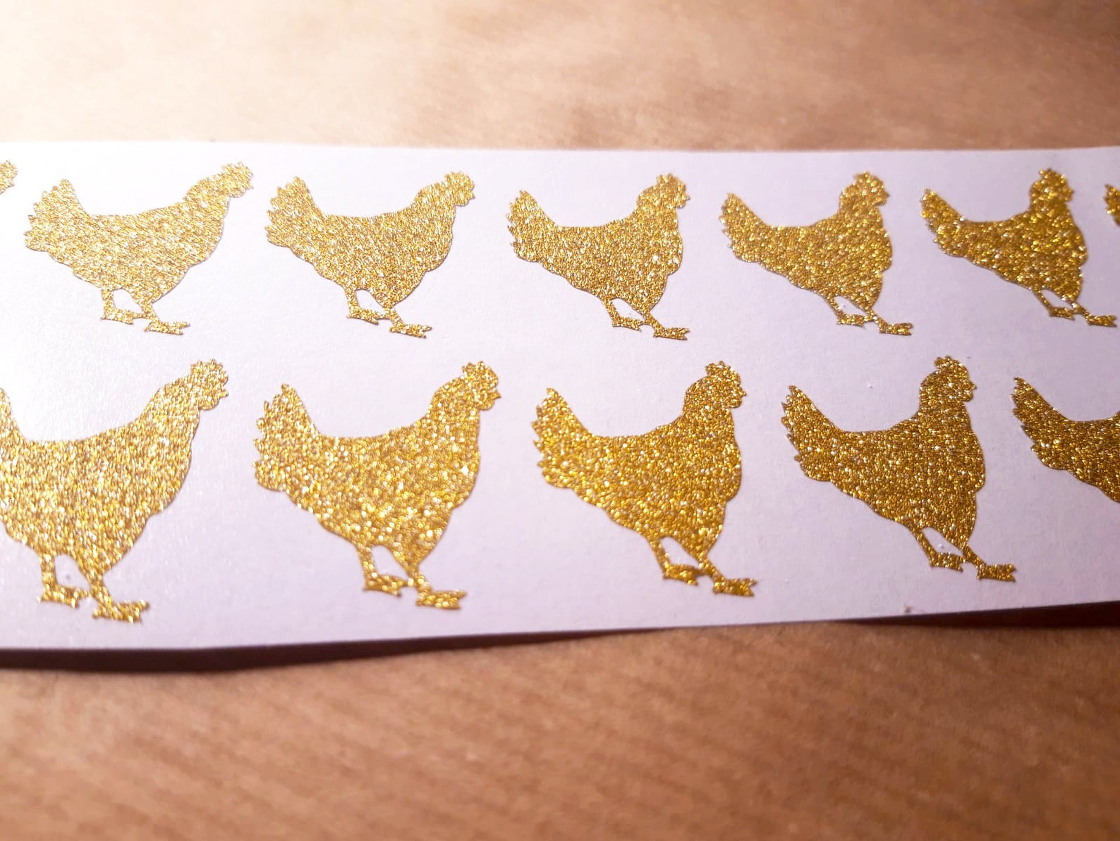 25 Glitter Chicken Stickers, Poultry Food Choice, Gold Chicken Decal ...