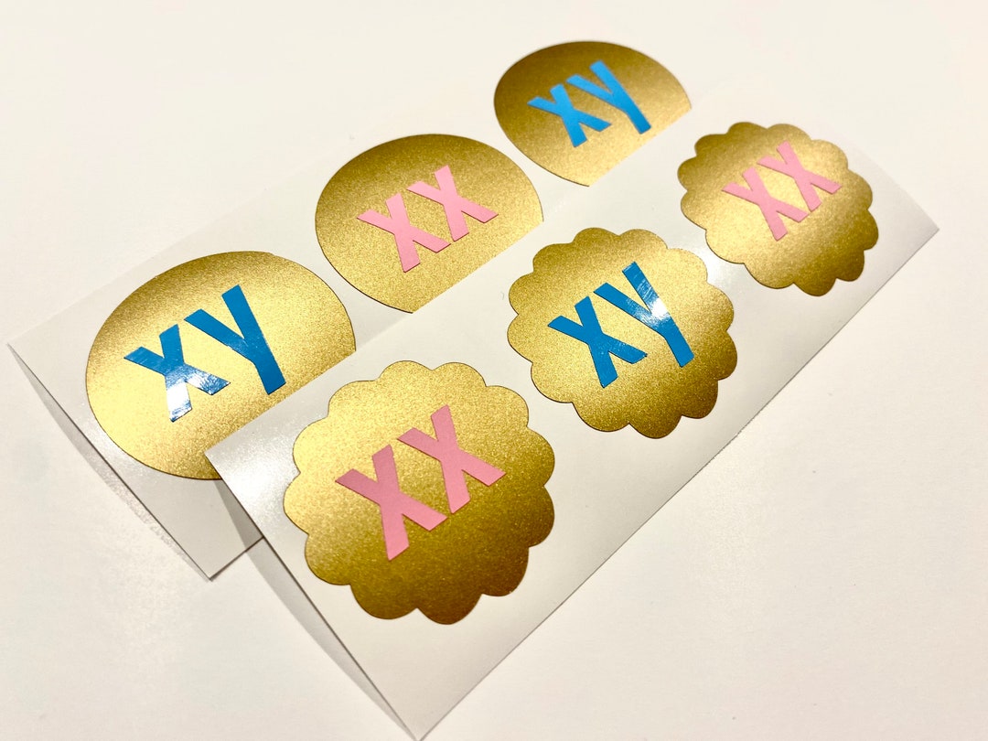 20 Gender Reveal Stickers, Chromosomes Xx Xy Decal, Nursery Favor ...