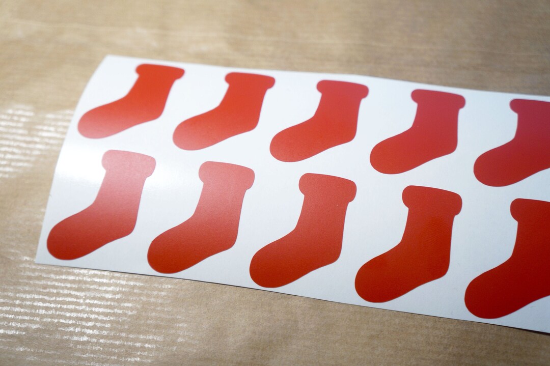 30 Stocking Stickers, Christmas Sock Decal, Gift Wrapping Decal ...