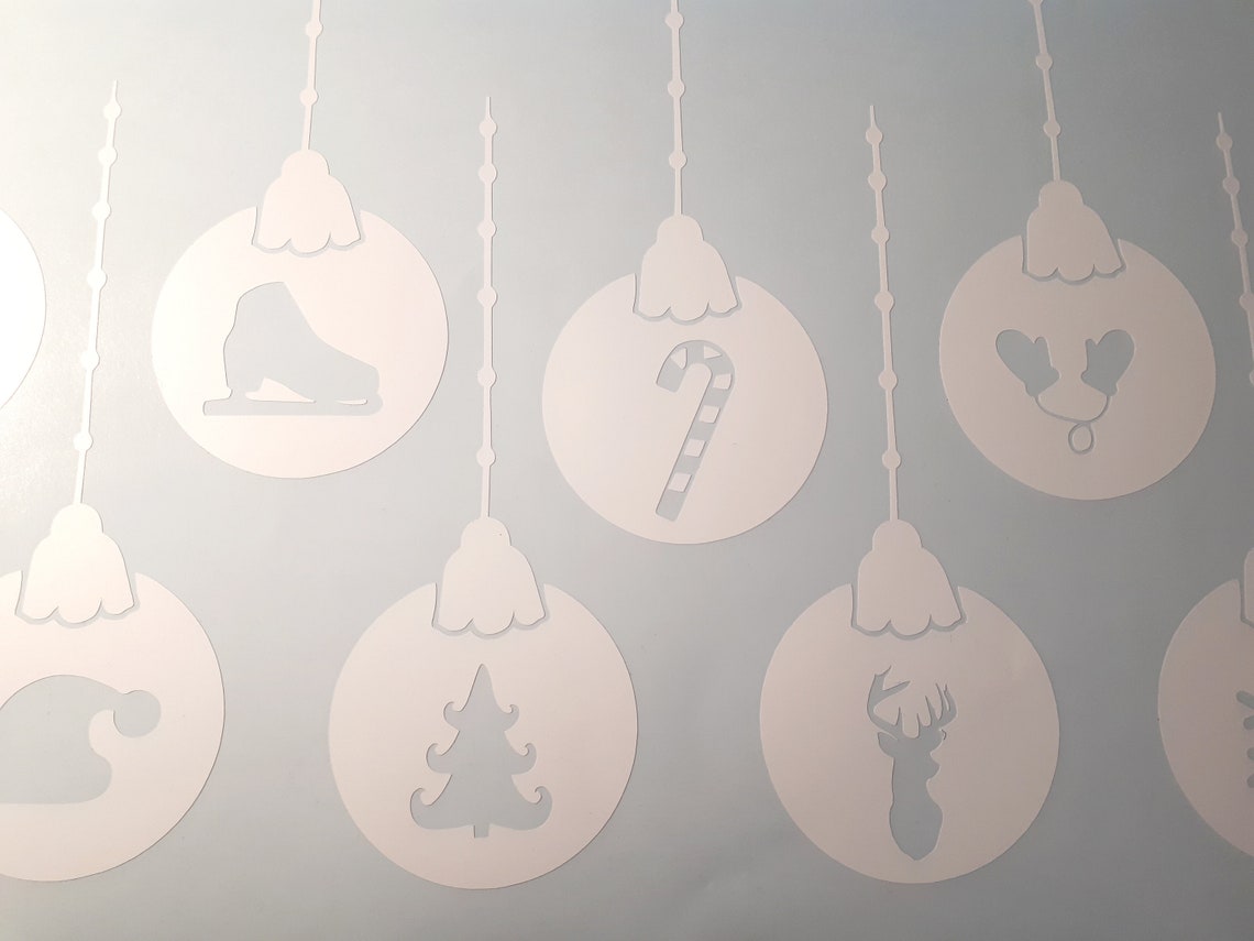 10 Christmas Ball Stickers, Christmas Ornament Decal, Winter Scene ...