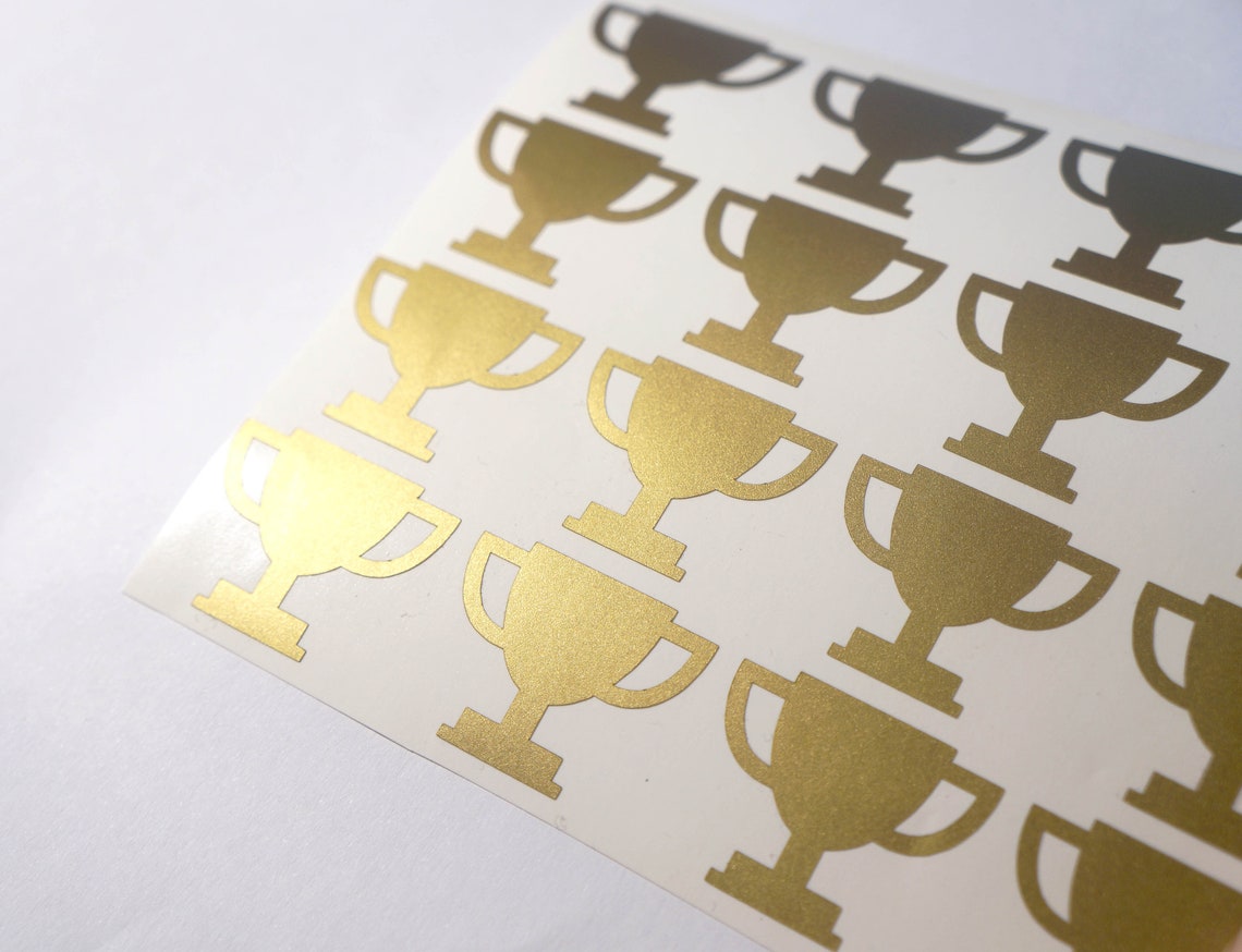 30 Trophy Cup Stickers, Cup Invitation Seals, Gold Cup Sports Birthday ...