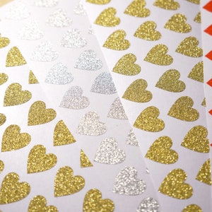 100 Gold Glitter Heart Stickers, Gold Wedding Favor, Engagement Party ...