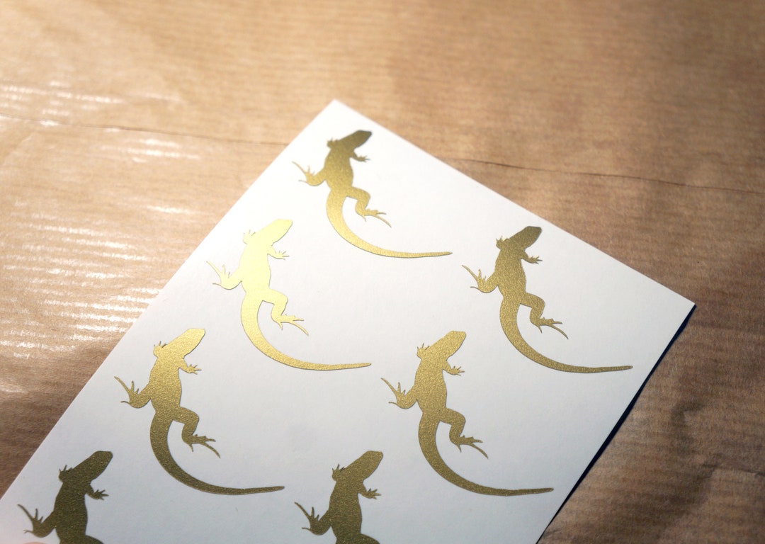 30 Gecko Stickers, Lizard Vinyl Decal, Gold Invitation Seals, Animal ...