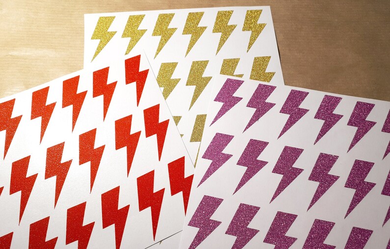 30 GLITTER Lightning Bolt Stickers Lightning Theme Baby | Etsy