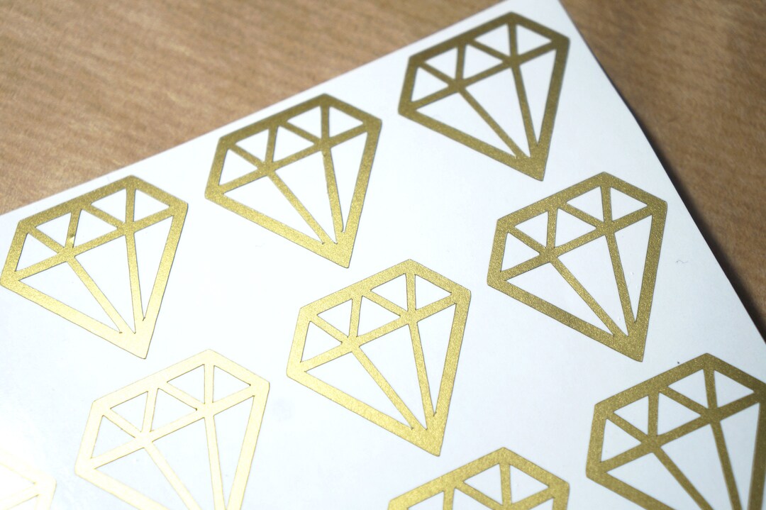 30 Diamond Vinyl Stickers, Bridal Shower Stickers, Ring Diamond Decal ...