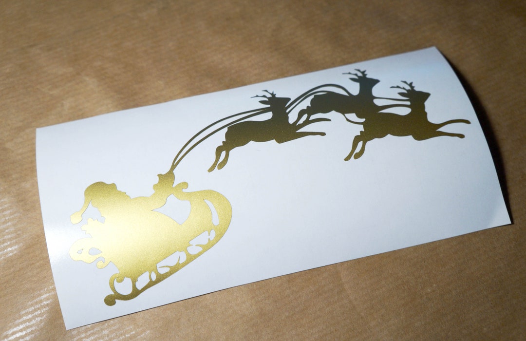 Santa Claus Sleigh Decal, Reindeer Window Decoration, Santa's Sleigh ...
