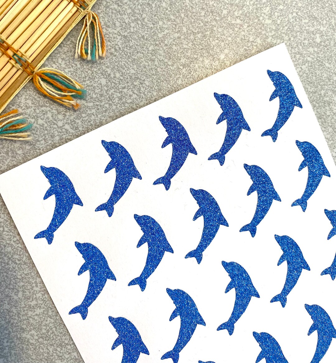 20 Glitter DOLPHIN Stickers, Fish Gold Scrapbook Decal, Ocean Dolphin ...