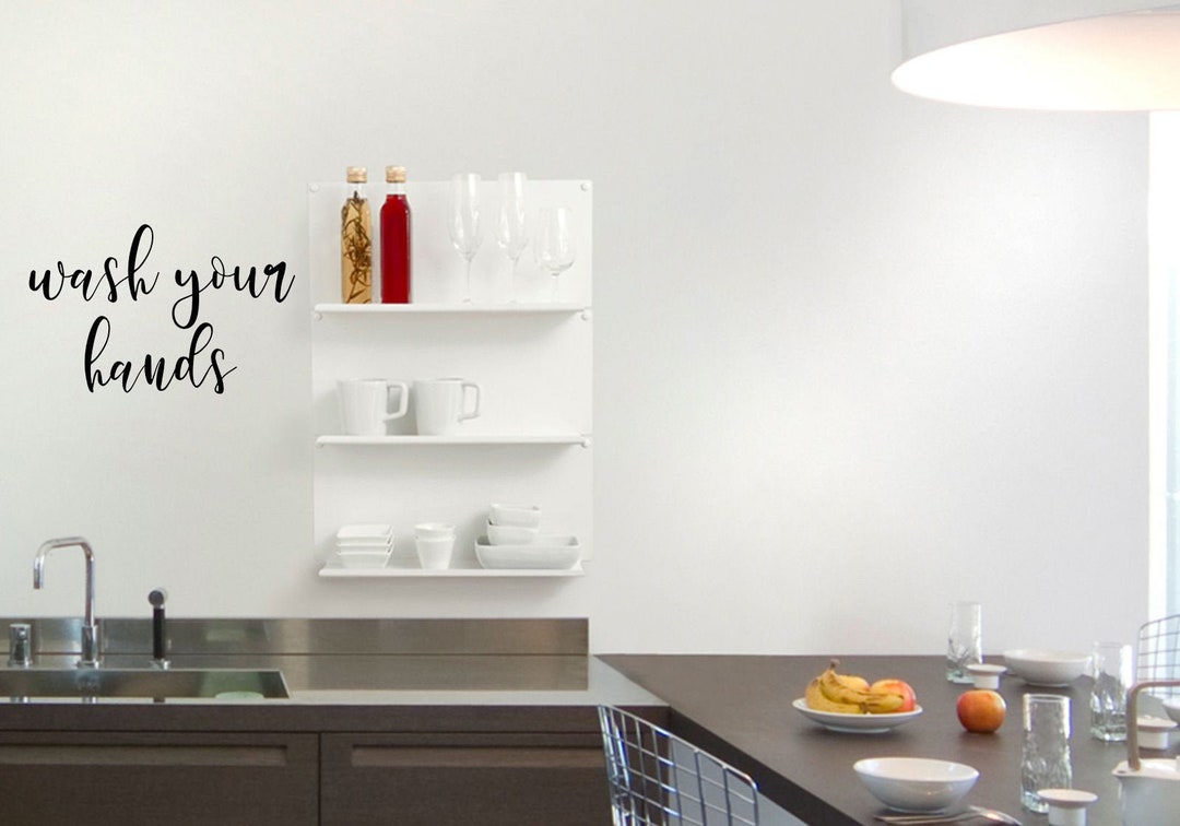 Wash Your Hands Vinyl Decal - Bathroom Wall Decal - Kitchen Vinyl Sign ...