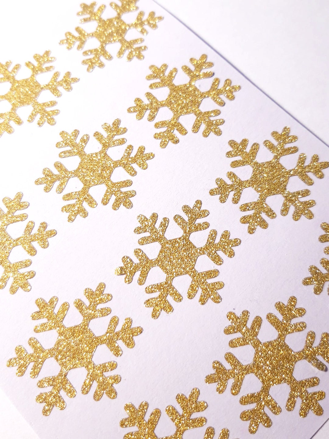 25 Glitter SNOWFLAKE Stickers, Party Invitation Seal Christmas ...