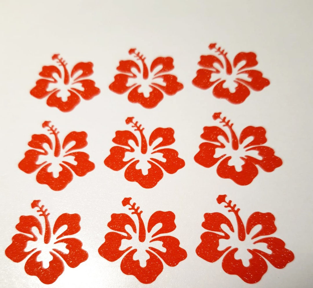 25 Glitter Hibiscus Stickers, Red Hawaii Hibiscus Decal, Hibiscus ...