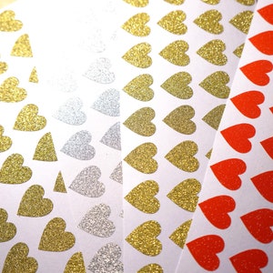 100 Gold Glitter Heart Stickers, Gold Wedding Favor, Engagement Party ...