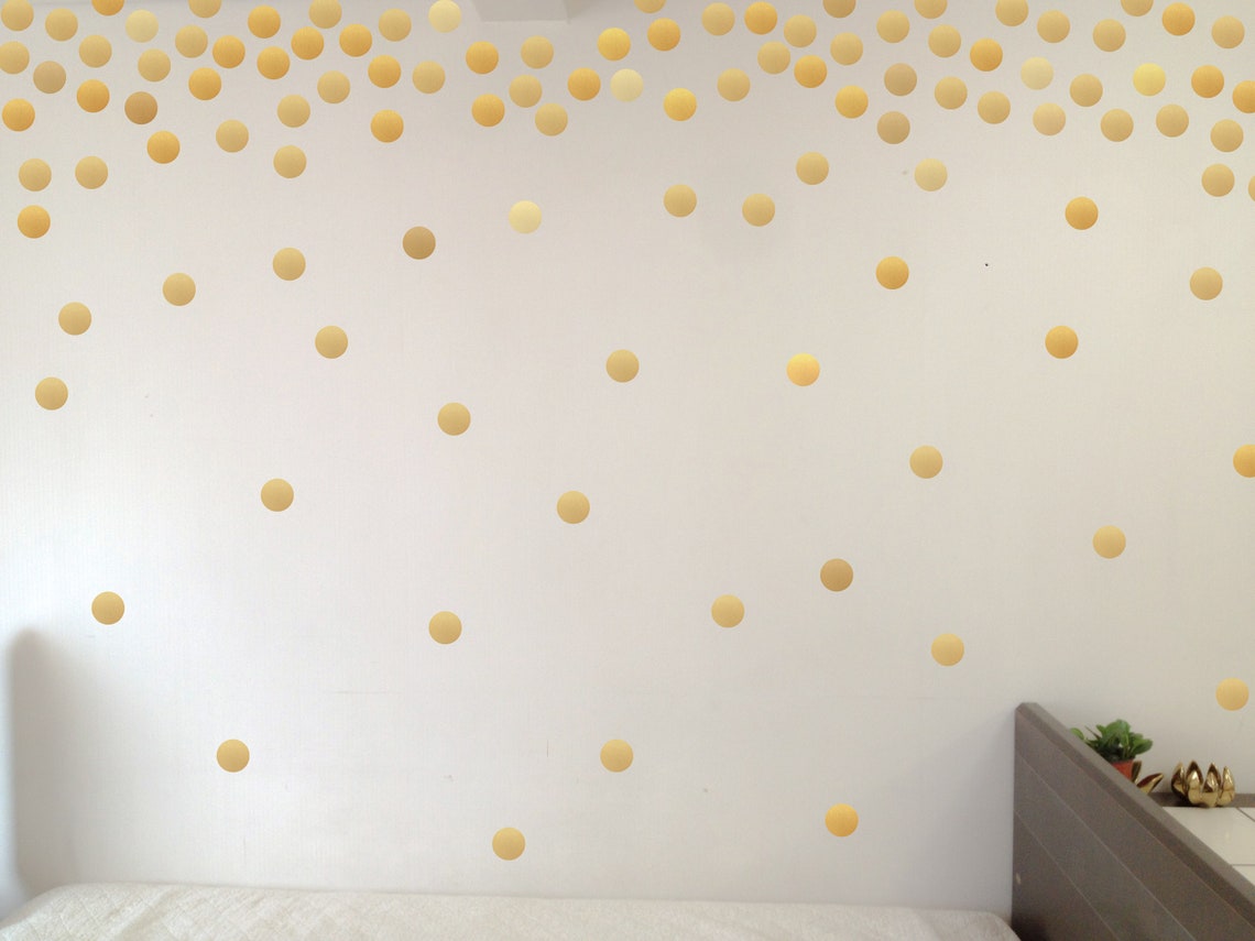 100 Gold Circle Stickers Vinyl Polka Dots Gold Dot Wall | Etsy