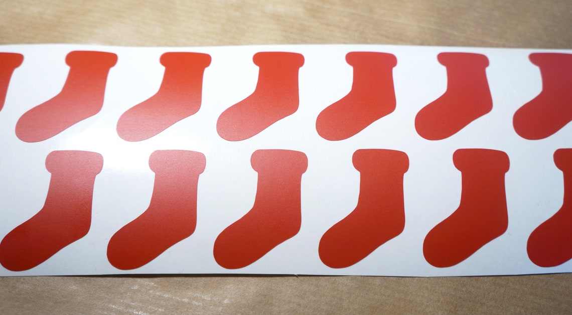 30 Stocking Stickers, Christmas Sock Decal, Gift Wrapping Decal ...
