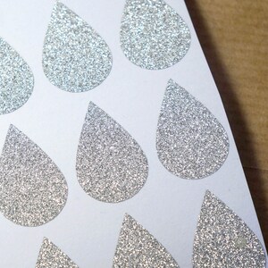 30 Glitter Rain Drop Stickers, Rain Wall Decor, Party Stickers, Silver ...