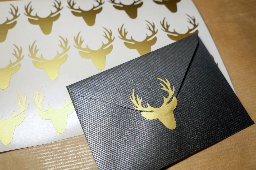 30 Deer Head Stickers, Christmas Decal, Gift Wrapping, Reindeer ...