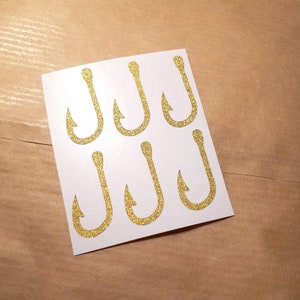 20 Glitter FISHING HOOK Stickers, Fishing Envelope Stickers, Baby ...