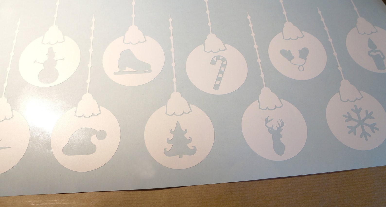 10 Christmas Ball Stickers, Christmas Ornament Decal, Winter Scene ...