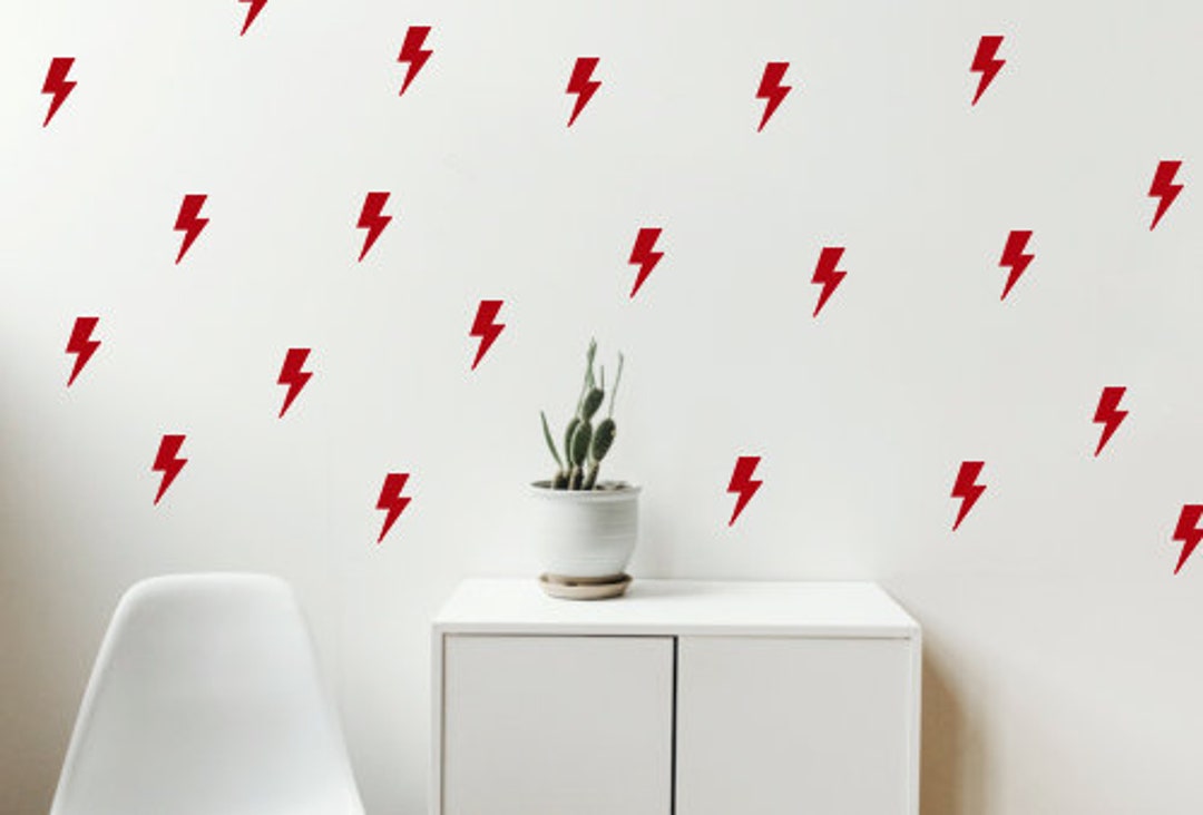 50 Lightning Bolt Stickers, Bolt Vinyl Decal, Superhero Wall Decor ...