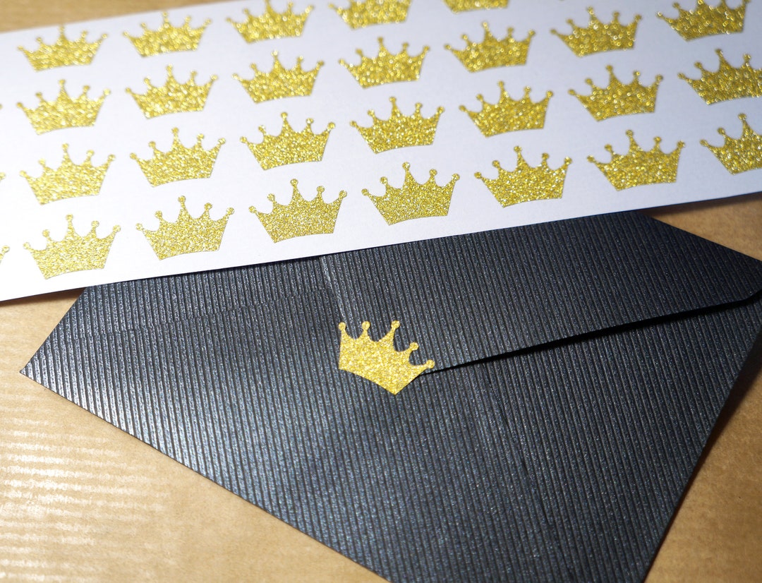 30 Pink Glitter Crown Decal, Crown Princess Party Sticker Crown ...