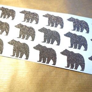 20 Glitter Bear Stickers, Animal Stickers, Baby Shower Party Seals Gold ...