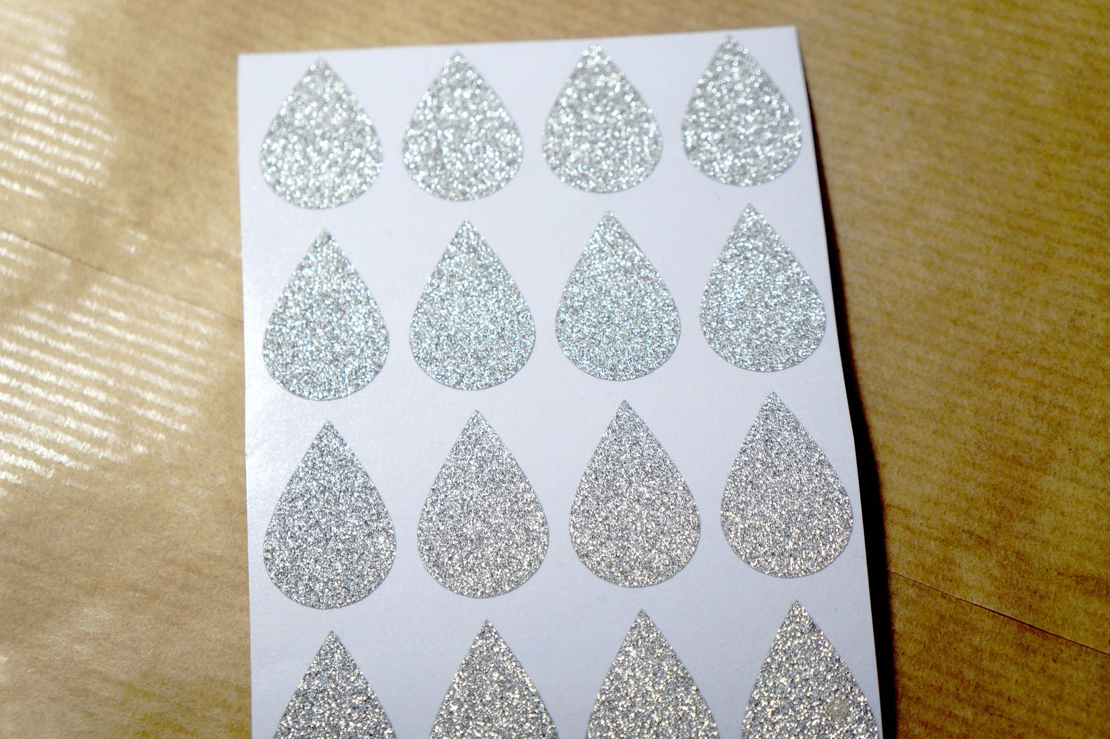 30 Glitter Rain Drop Stickers, Rain Wall Decor, Party Stickers, Silver ...