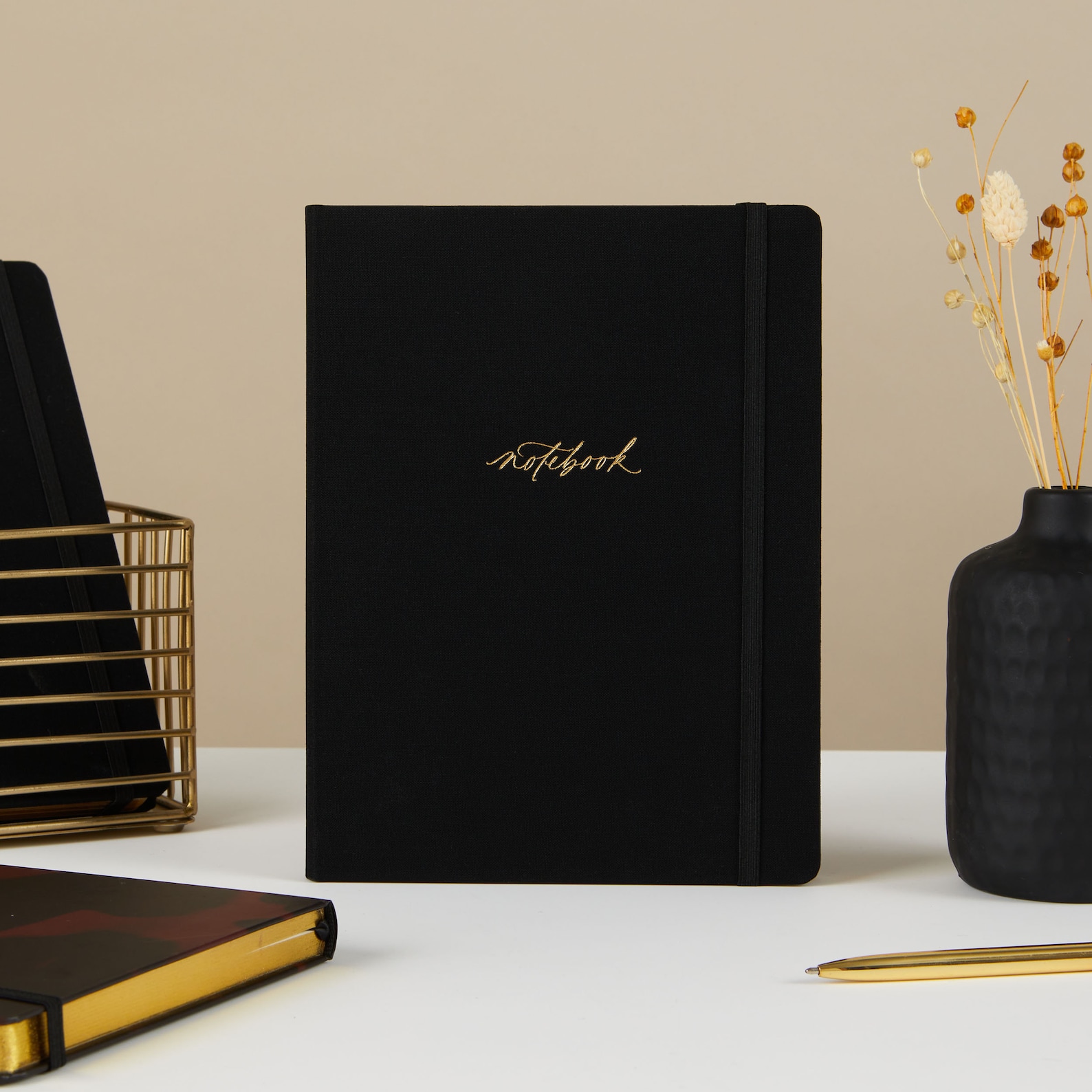 Luxury Black Cloth Notebook – Gilded Edges, Gold Foil Details - Etsy