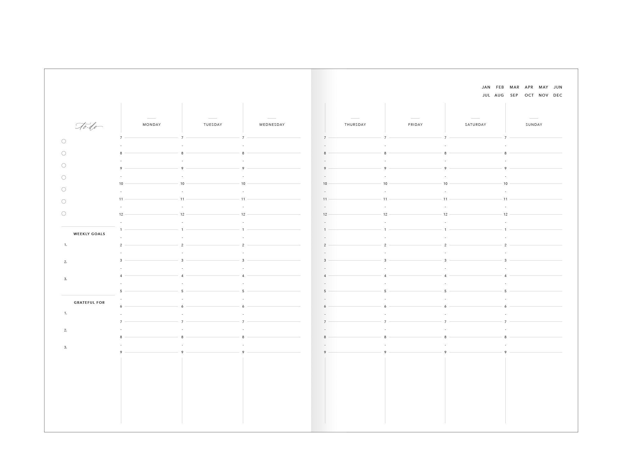 Undated Weekly Planner - Curve (minimalist), Luxury Diary, Organiser ...