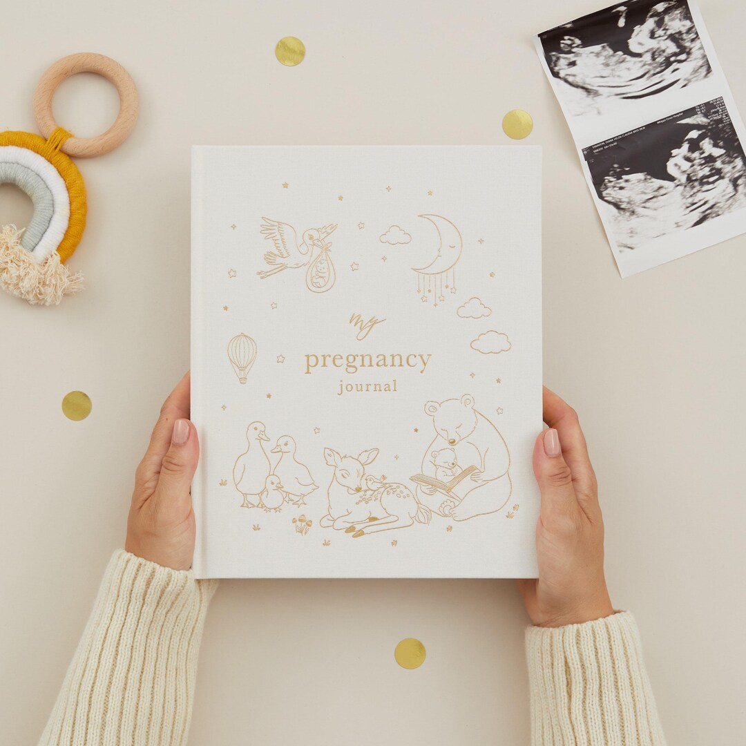 My Pregnancy Journal Lullaby | Cloth Cover Baby Memory Book | Gold Foil ...