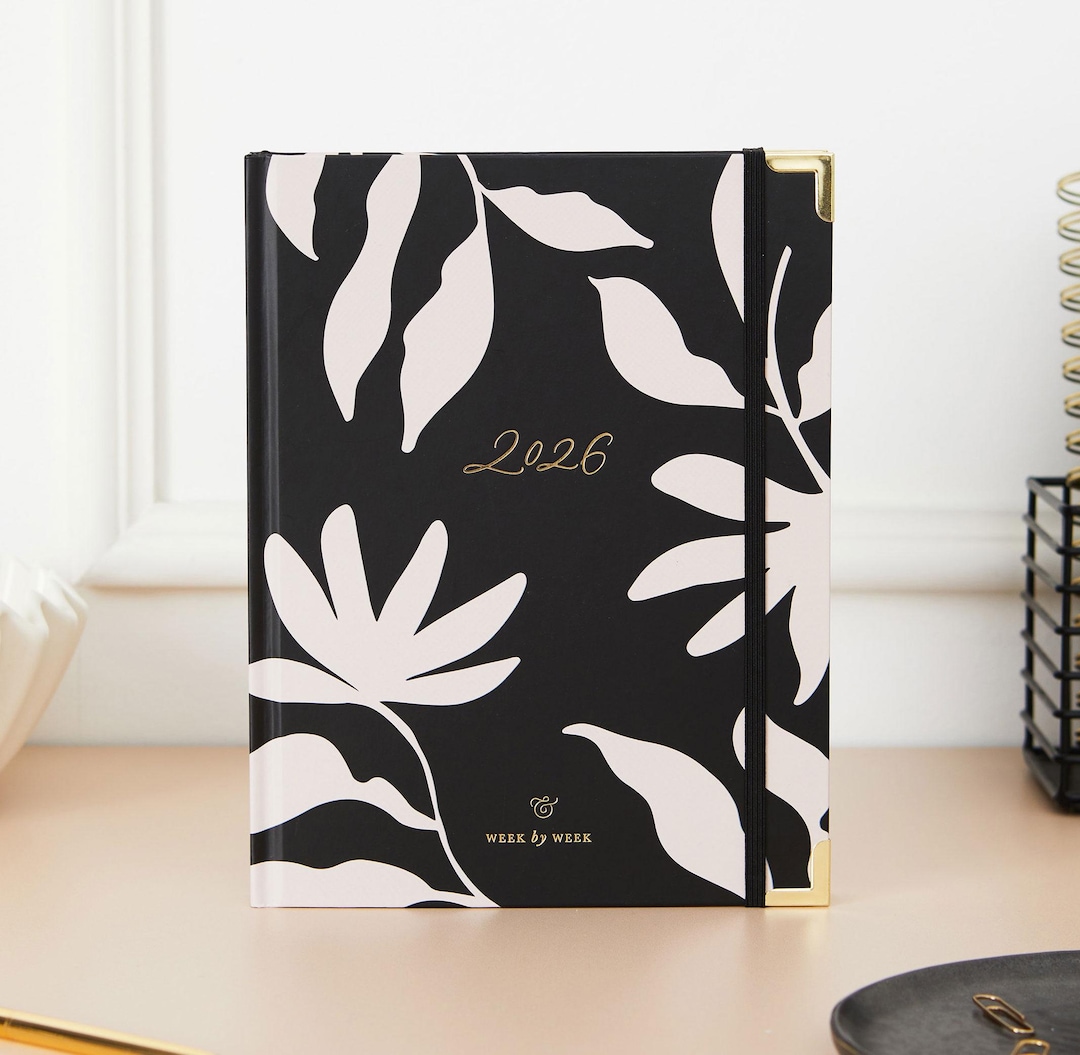 Flora II 2026 Weekly Planner – Luxury Gold Foil Diary, 12 Month Weekly ...