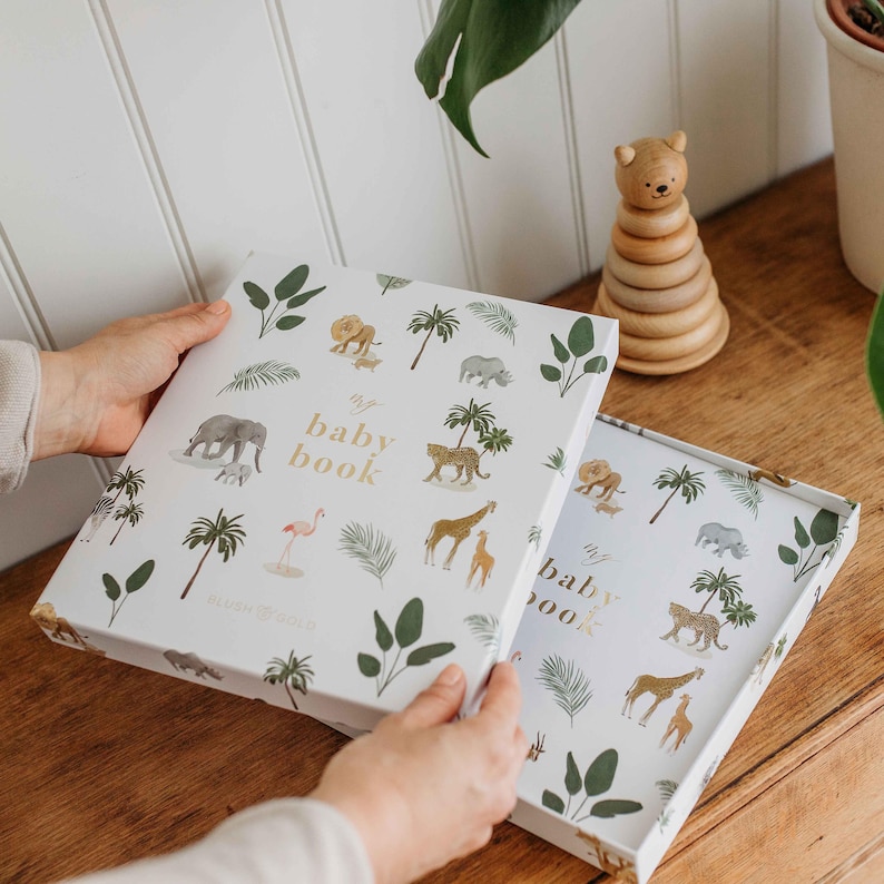 Jungle Baby Memory Book, Keepsake Journal With Presentation Box, Gold ...