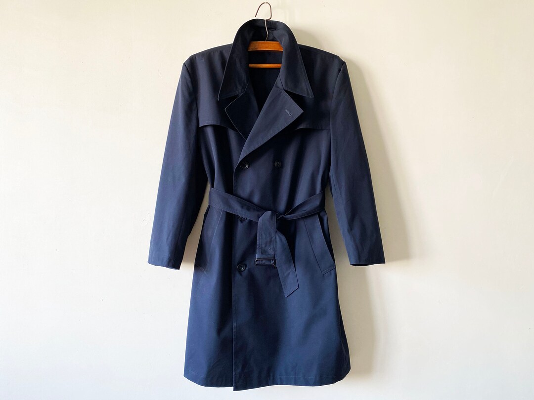 Navy Blue Men's Trench Coat Blue Trench Classic Double Breasted ...