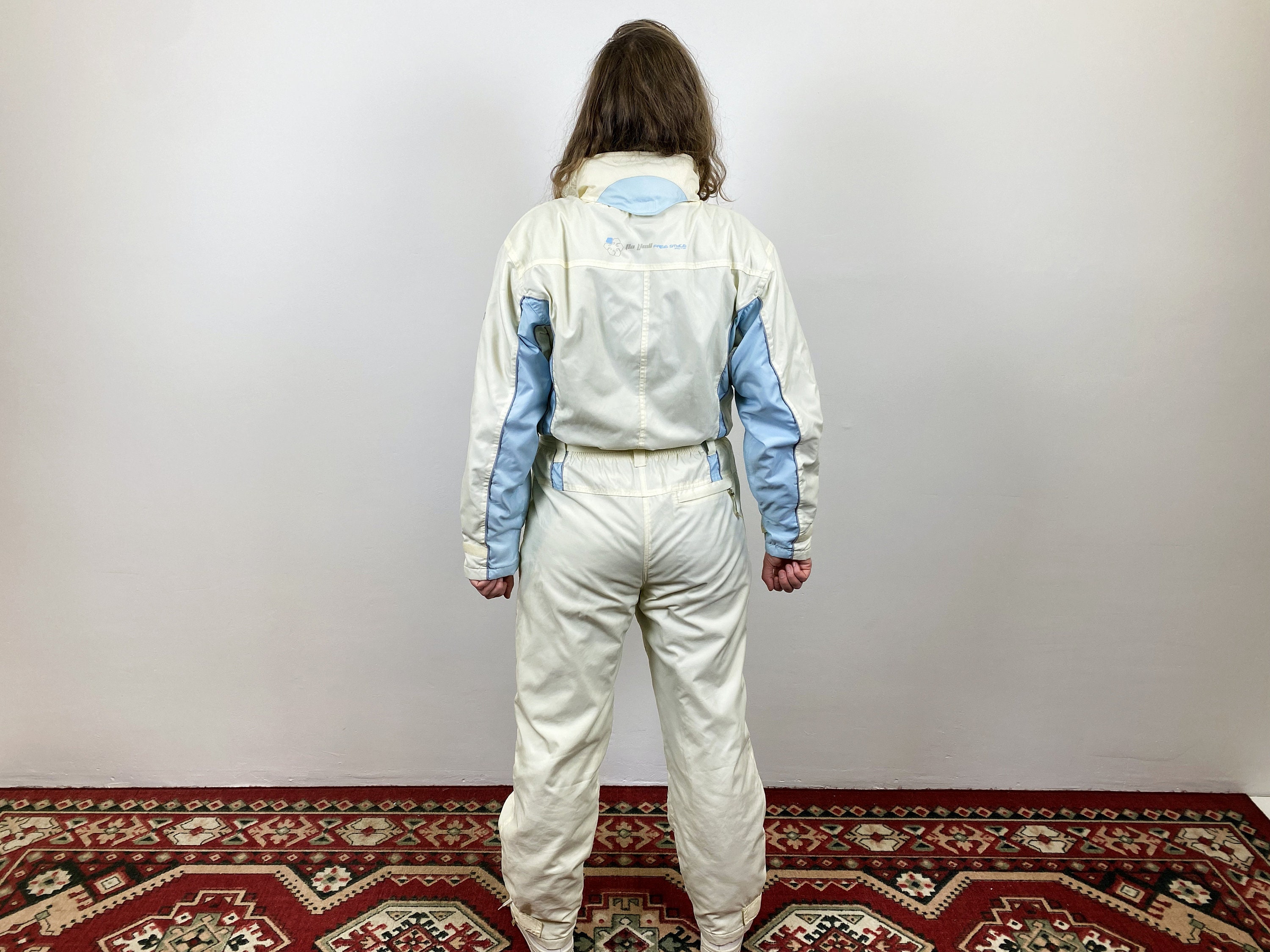 90s off White One Piece Ski Suit Retro White Snowsuit Hipster Snow ...