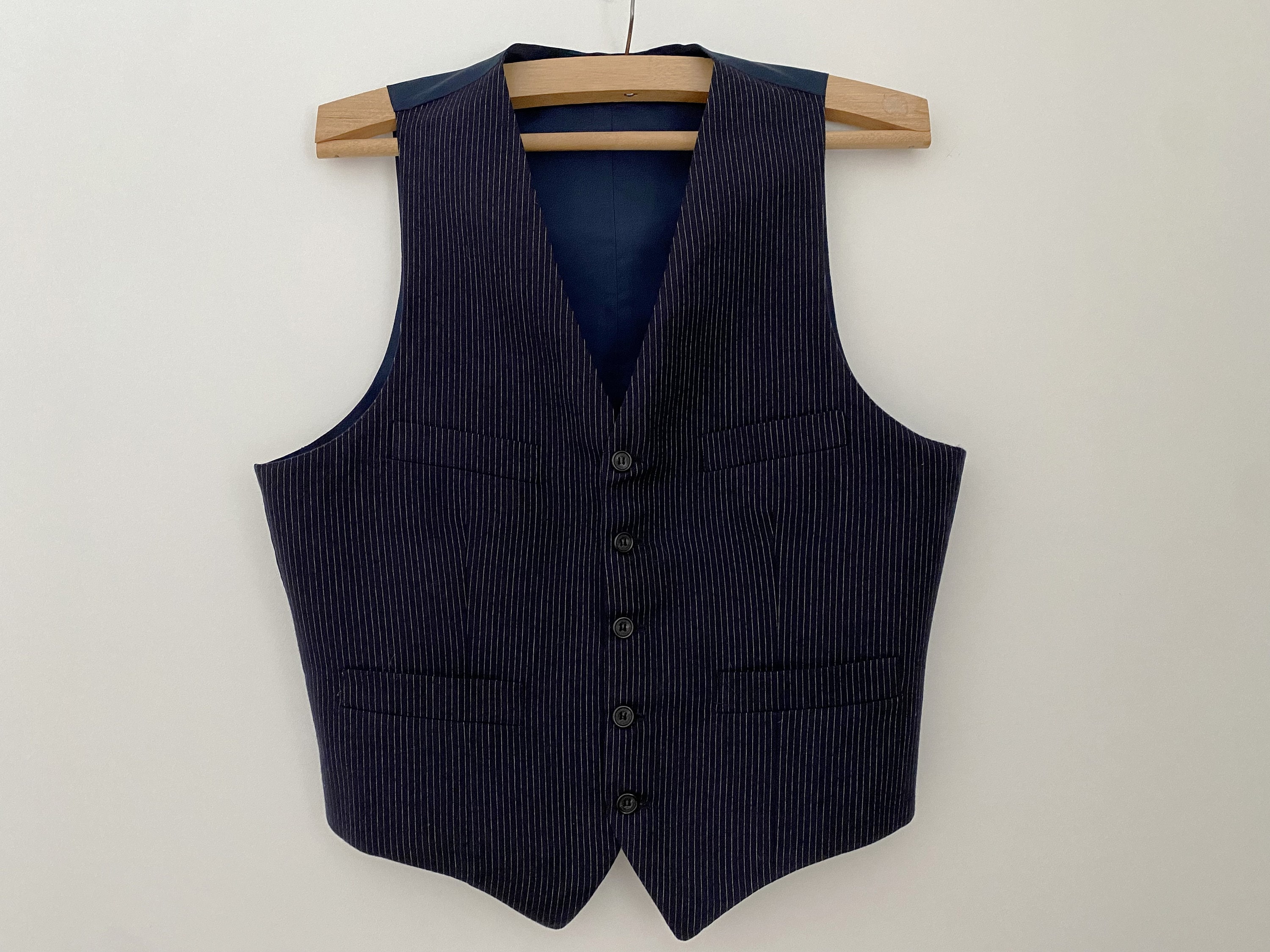 Navy Blue Striped Mens Vest Wool Steampunk Vest Gentlemen's Edwardian ...
