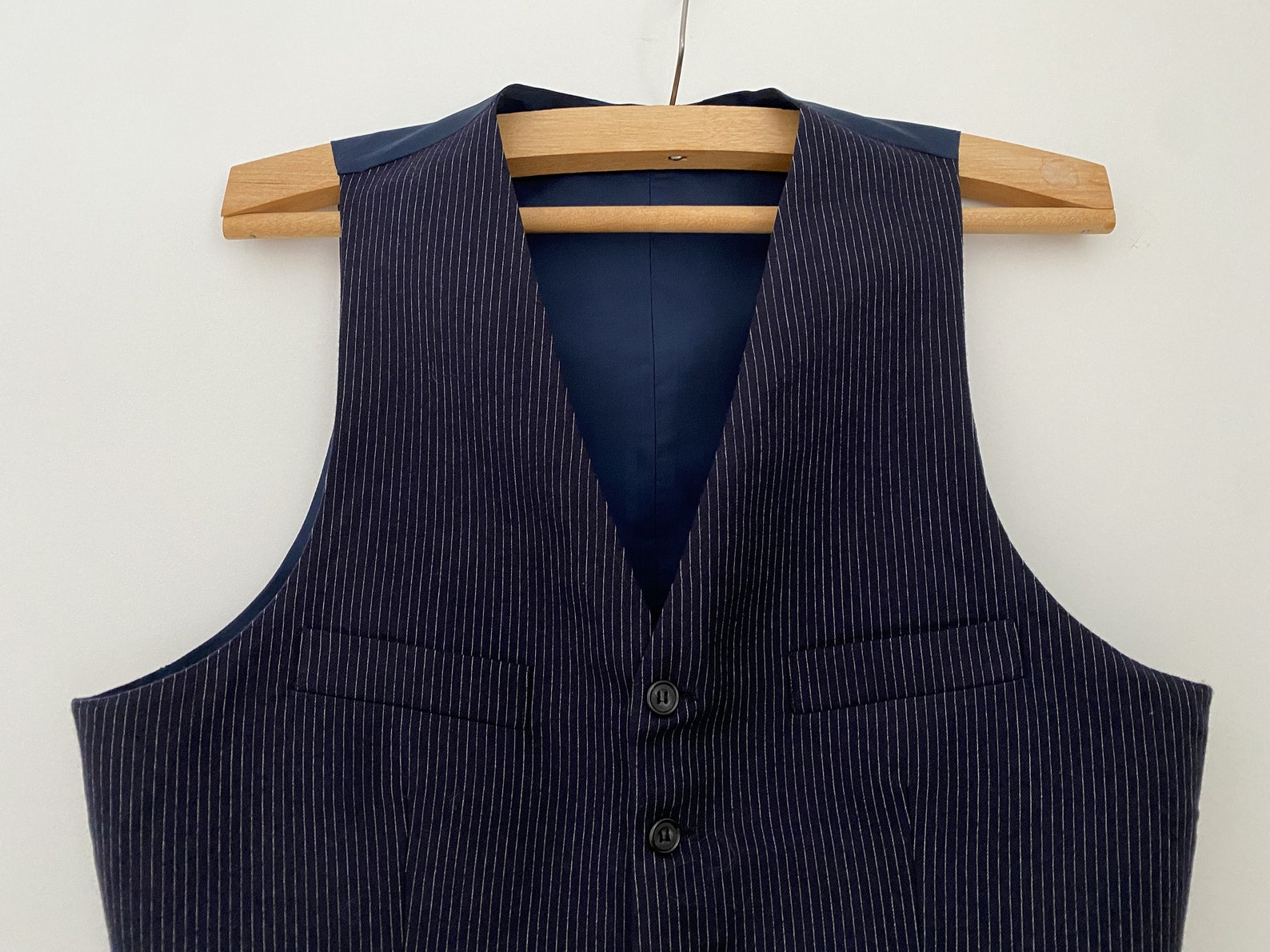 Navy Blue Striped Mens Vest Wool Steampunk Vest Gentlemen's Edwardian ...