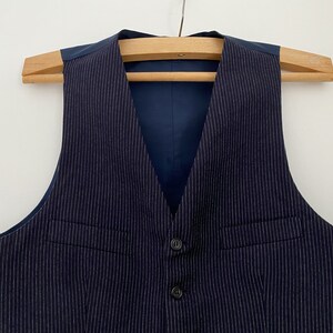 Navy Blue Striped Mens Vest Wool Steampunk Vest Gentlemen's Edwardian ...