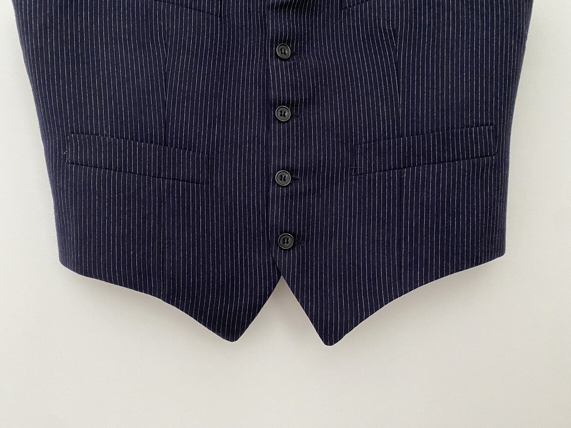 Navy Blue Striped Mens Vest Wool Steampunk Vest Gentlemen's Edwardian ...