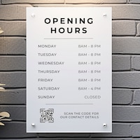 Store Hours Sign With White Marker Board Fields – Business Hours Sign ...