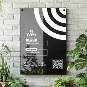 Personalised Wifi Sign for Small Business, UV Printed Acrylic, Home ...
