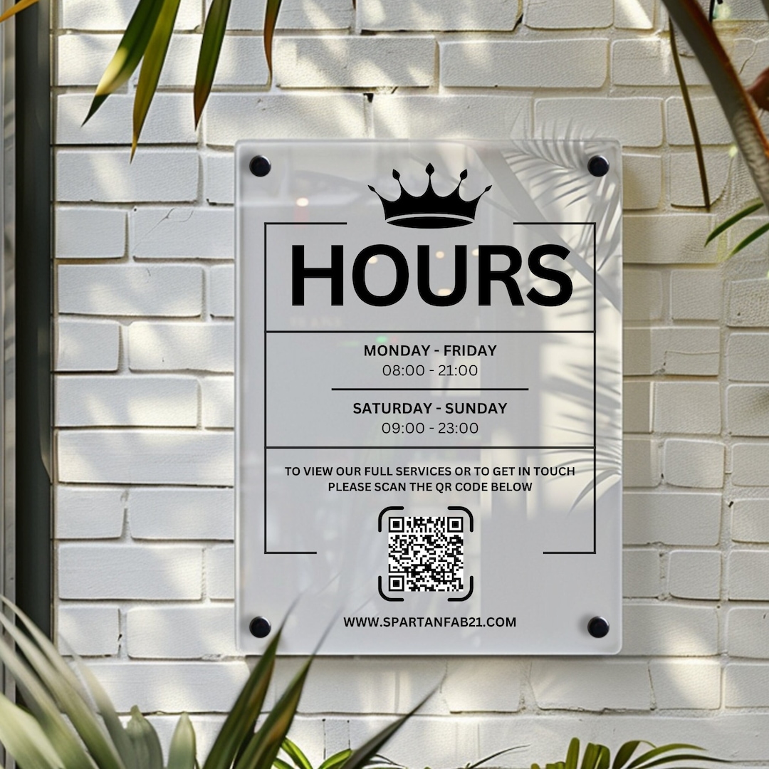 Custom Printed Acrylic Business Hours Sign, Personalised Shop Opening ...