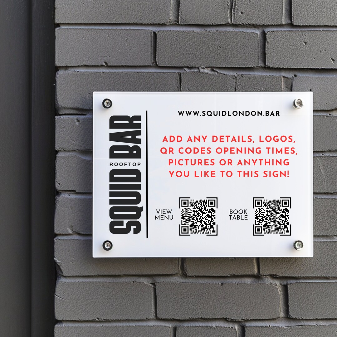 Personalised Acrylic Sign Business Logo Plaque QR Code Signage Custom ...