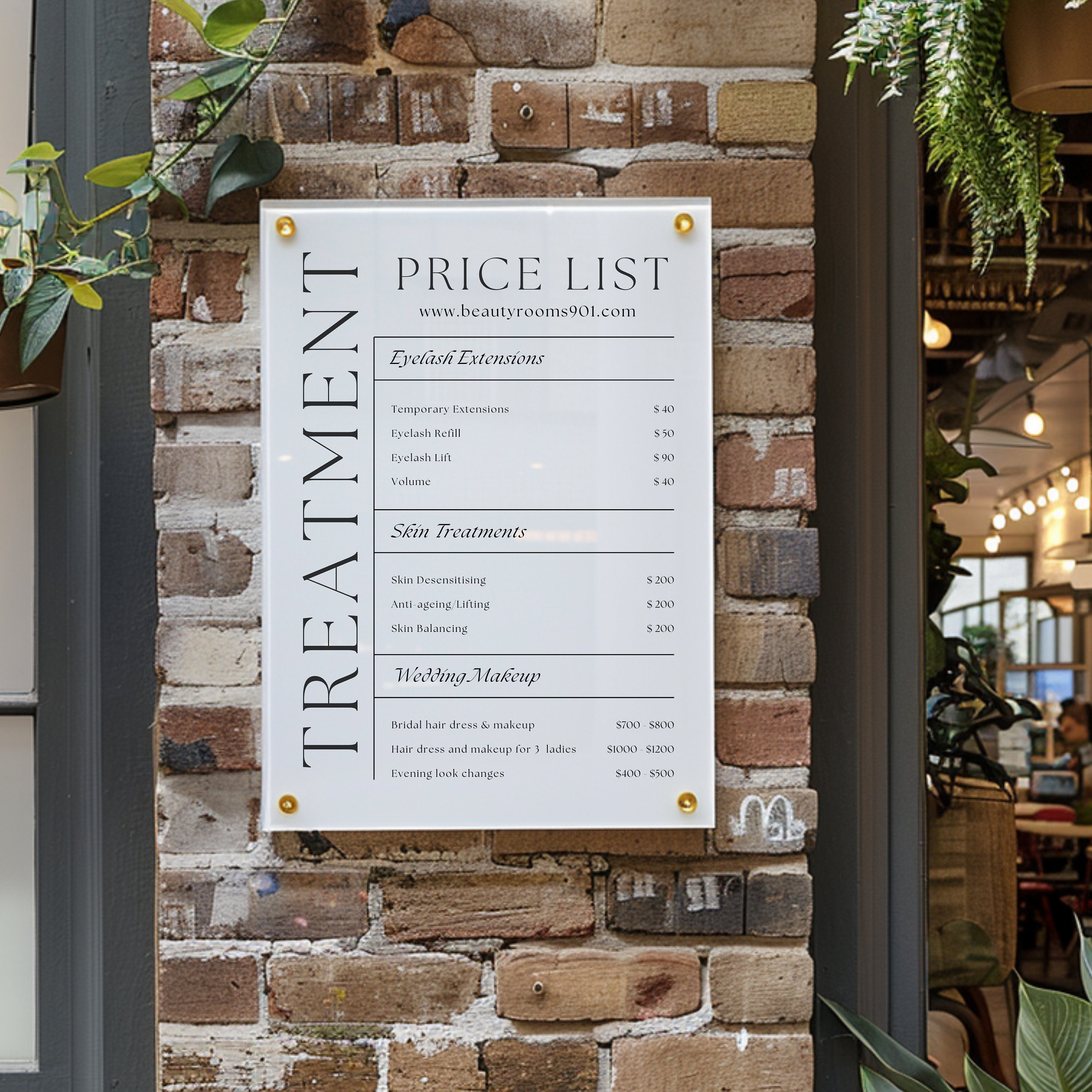 Customizable Acrylic Price Menu With QR Code for Salons, Spas, and ...
