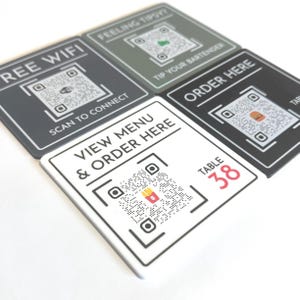 Customizable QR Code Table Plaque for Restaurant Menu, Room Service ...