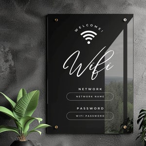 Personalised Wifi Acrylic Sign Small Business, Wifi QR Code Wall Plaque ...