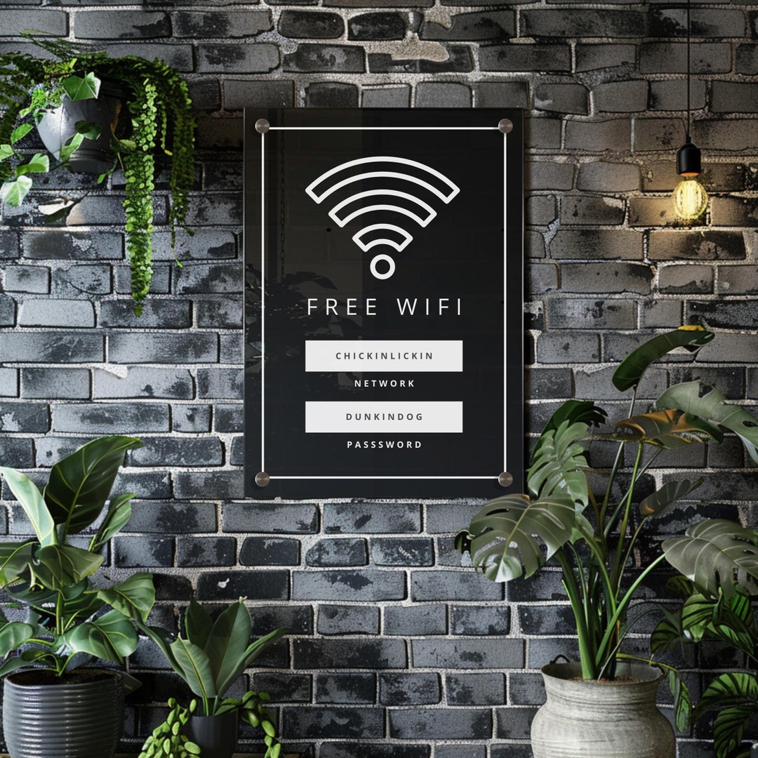 Personalised Wifi Acrylic Sign Small Business, Wifi QR Code Wall Plaque ...