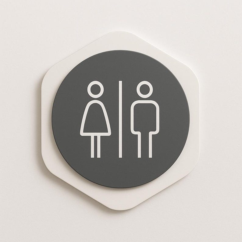 Custom Acrylic Washroom Sign | Minimalist Toilet Door Plaque - Etsy UK
