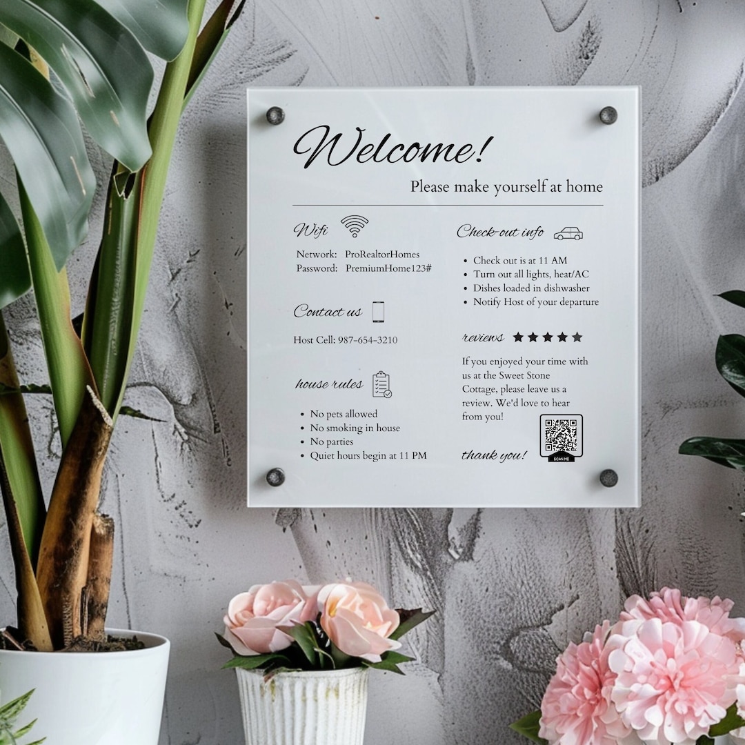 Welcome Sign for Airbnb Hosts, Vacation Rental Acrylic Wall Sign, Guest ...