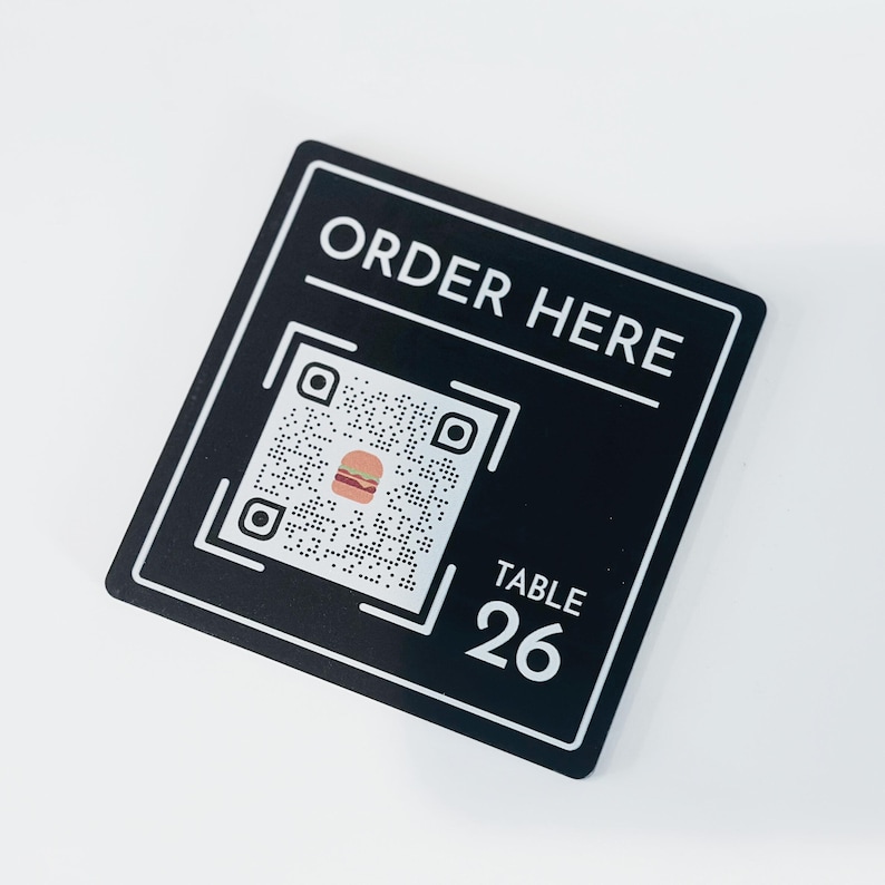 Customizable QR Code Table Plaque for Restaurant Menu, Room Service ...
