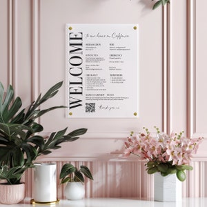 Airbnb Guest Arrival Welcome Sign, Personalised Wall Mounted Acrylic ...