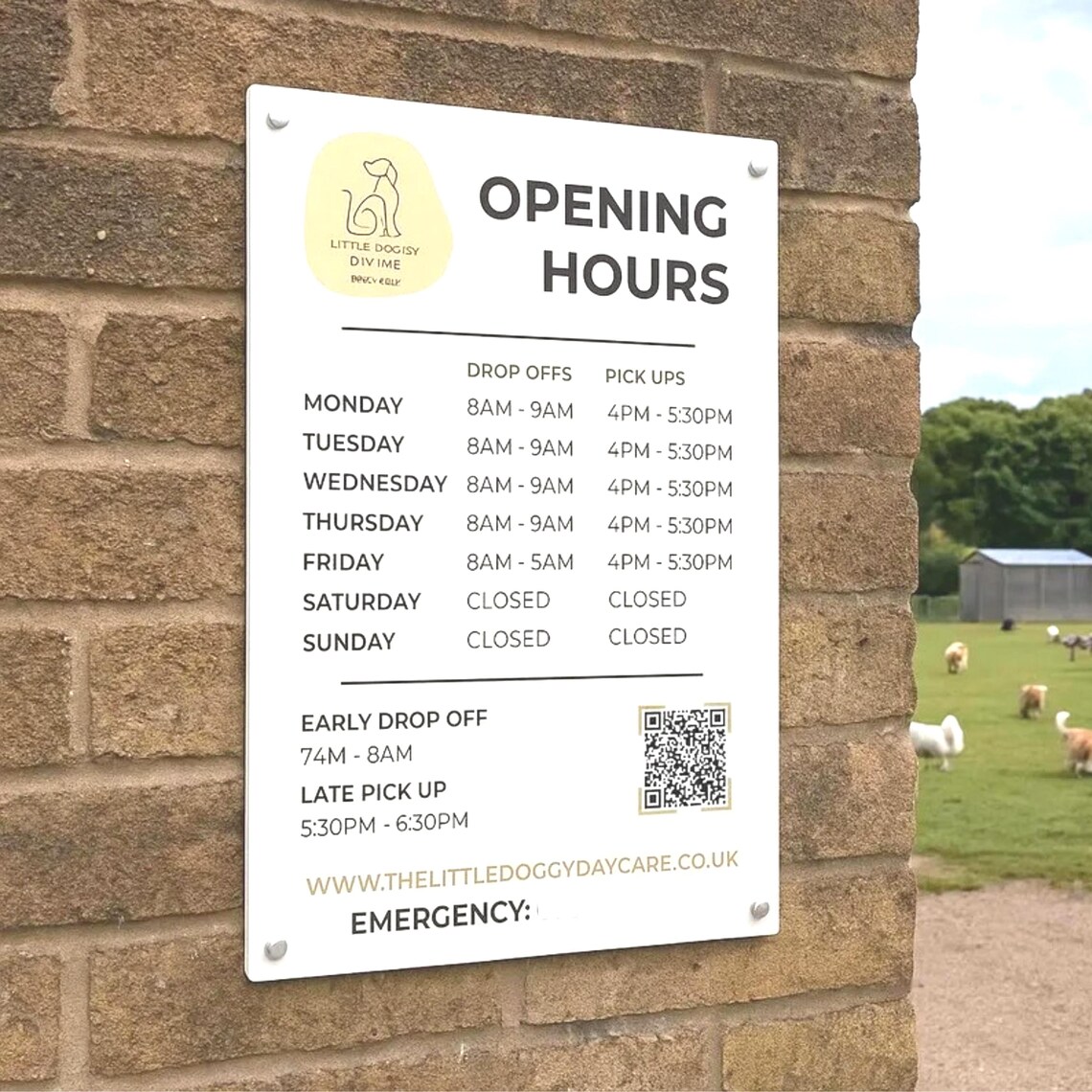 Custom Professional Acrylic Business Hours Sign, Personalised Shop ...